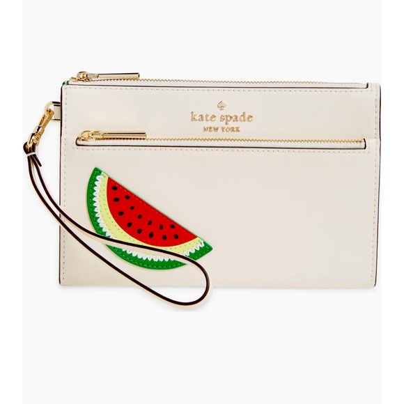 kate spade | Bags | Kate Spade New York Whatamelon Leather Wristlet ...